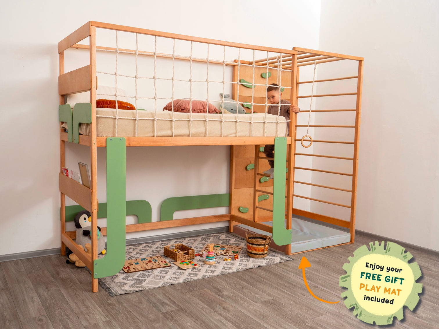 Montessori Jungle Climber Bed - Twin Loft Bed - Toddler Bed – busywood.com