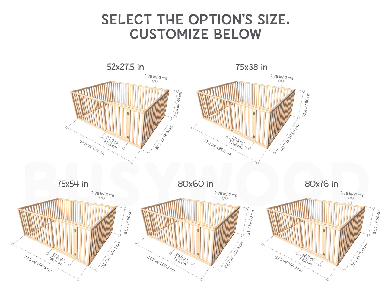 Platform Playpen Bed with extended rail (Model 6.3/20) – busywood.com